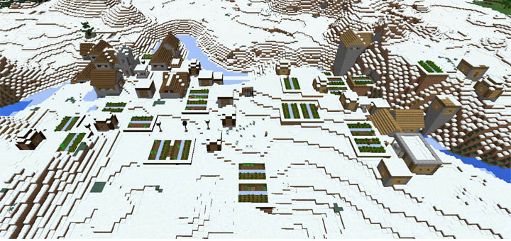 -114373476: Double Snow Village & Forests | Minecraft PE Seeds