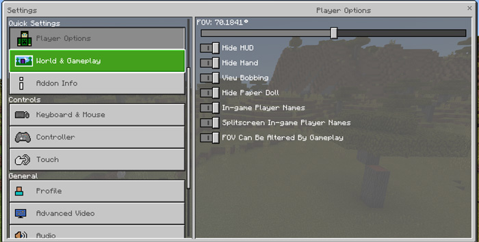 Quick Settings Addon | Minecraft PE Mods & Addons